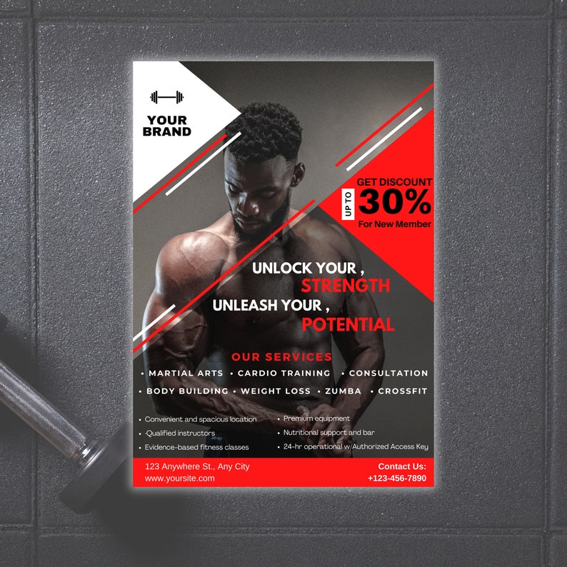 Fitness Gym Editable Flyer, Digital Download. Premade Canva Template ...