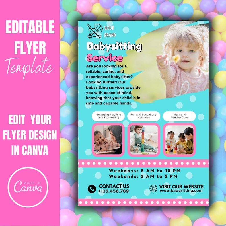 Baby Sitting Services Flyer Template. Instant Digital Download ...