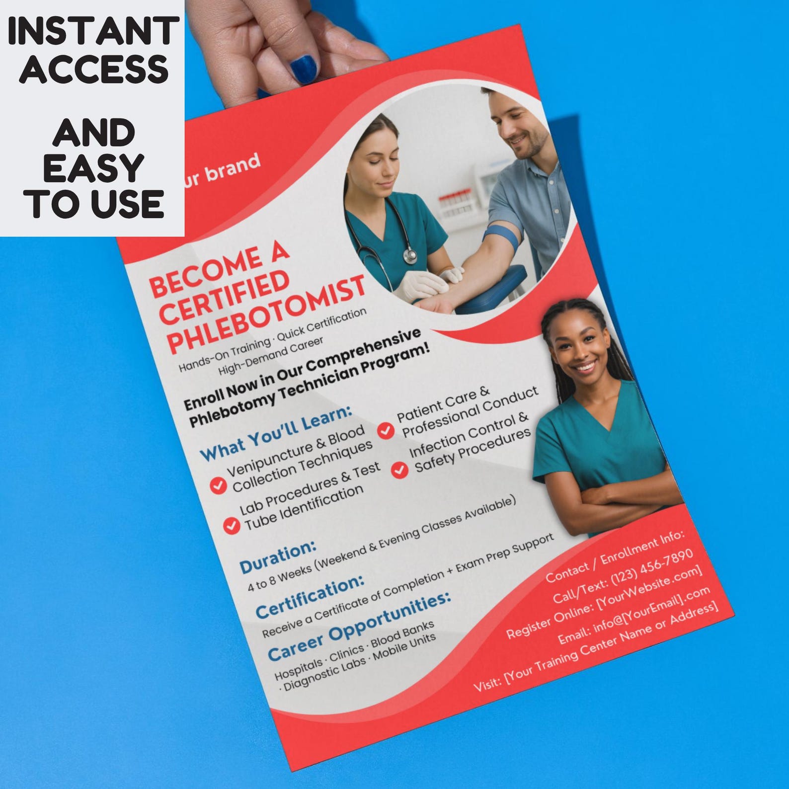Phlebotomy Training Flyer Template: Editable Medical Course Promo ...