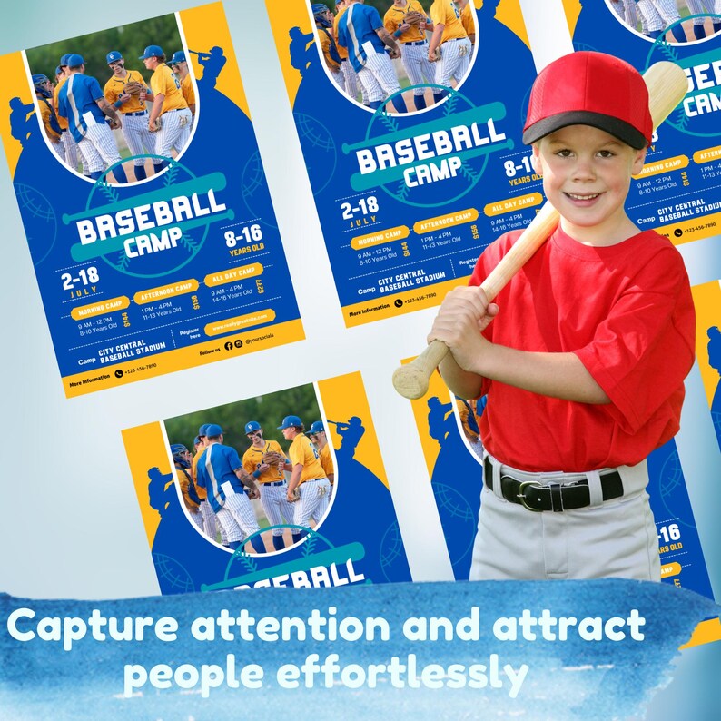 Editable Baseball Camp Flyer Template: Printable Sports Poster (A4 ...