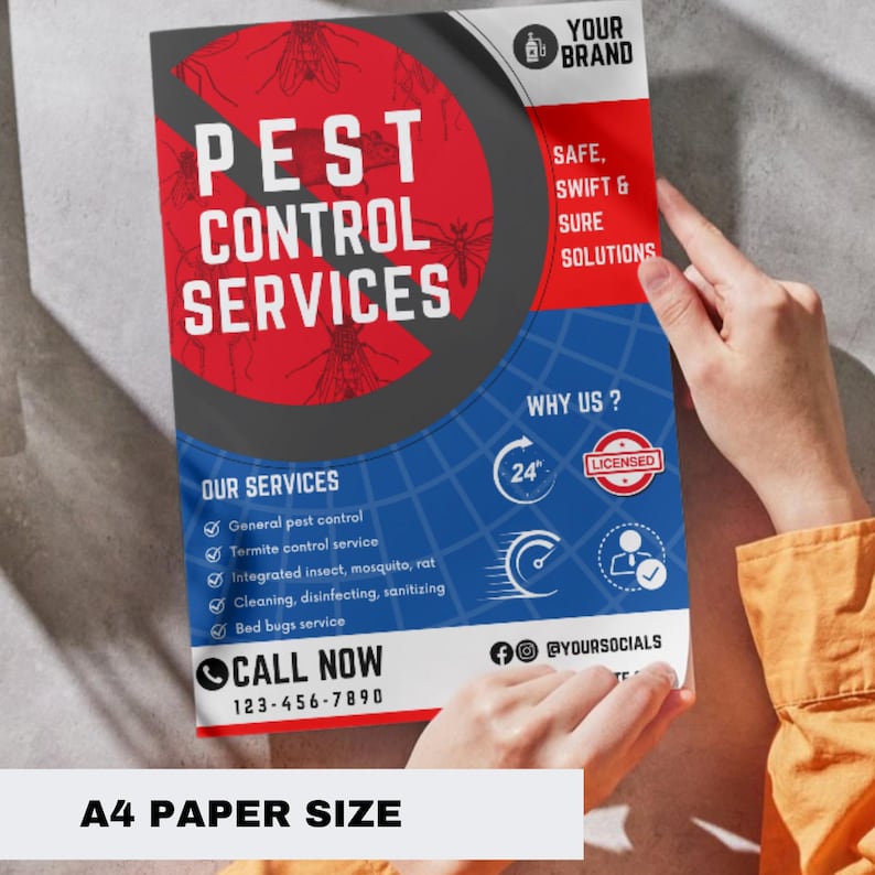 Pest Control Services Flyer Template. Printable Digital Download. Canva ...