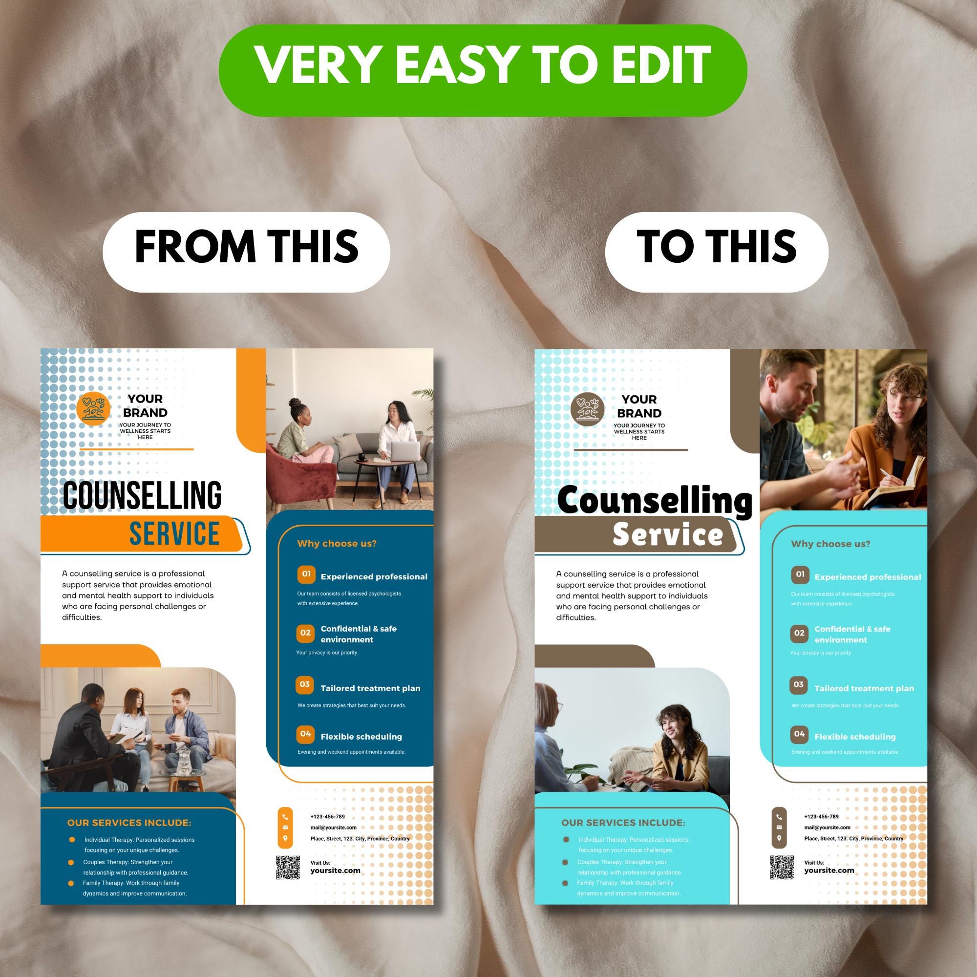Counseling Psychology Therapy Flyer Template - Customizable Premade CANVA Design. Marketing ...