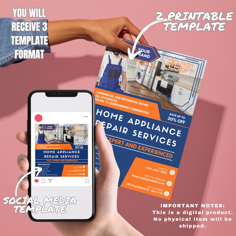 Editable Appliance Repair Flyer Template | Instant Download Easy Edit ...