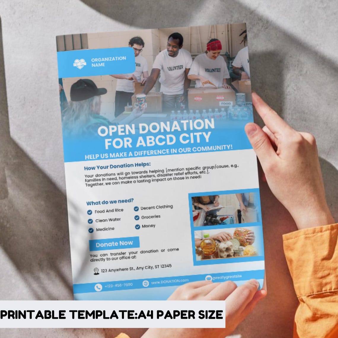 Donation Drive Flyer Template. Editable Charity Event Flyer Design ...