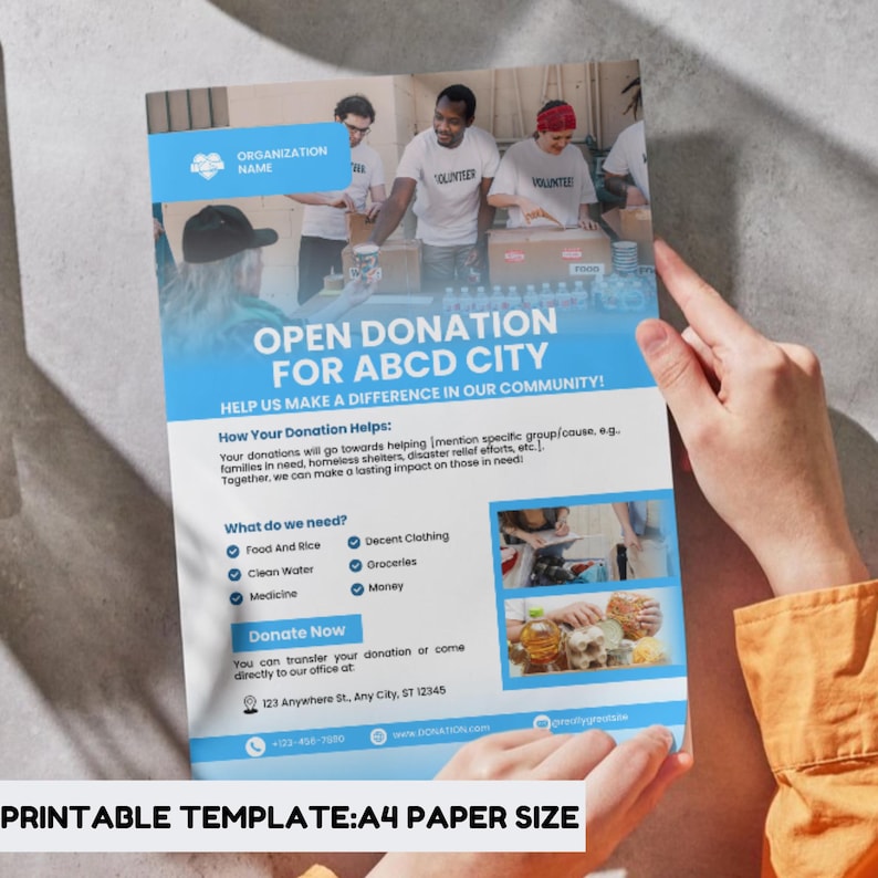 Donation Drive Flyer Template. Editable Charity Event Flyer Design ...