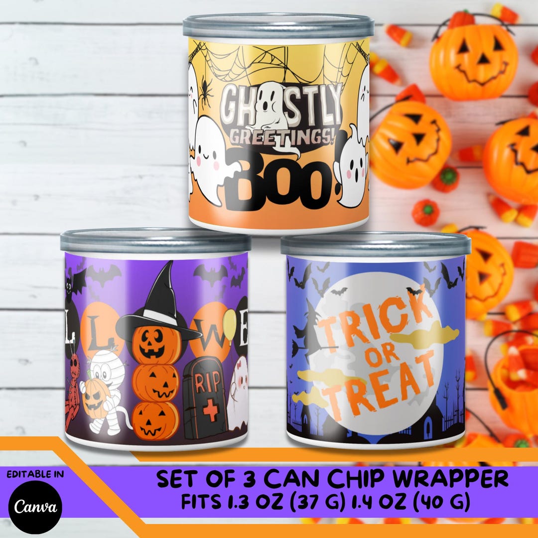 Editable Halloween Chip Wrapper Design - DIY Spooky Snack Packaging ...
