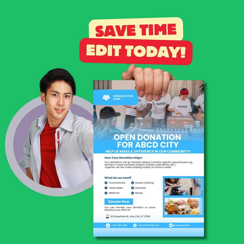 Donation Drive Flyer Template. Editable Charity Event Flyer Design ...