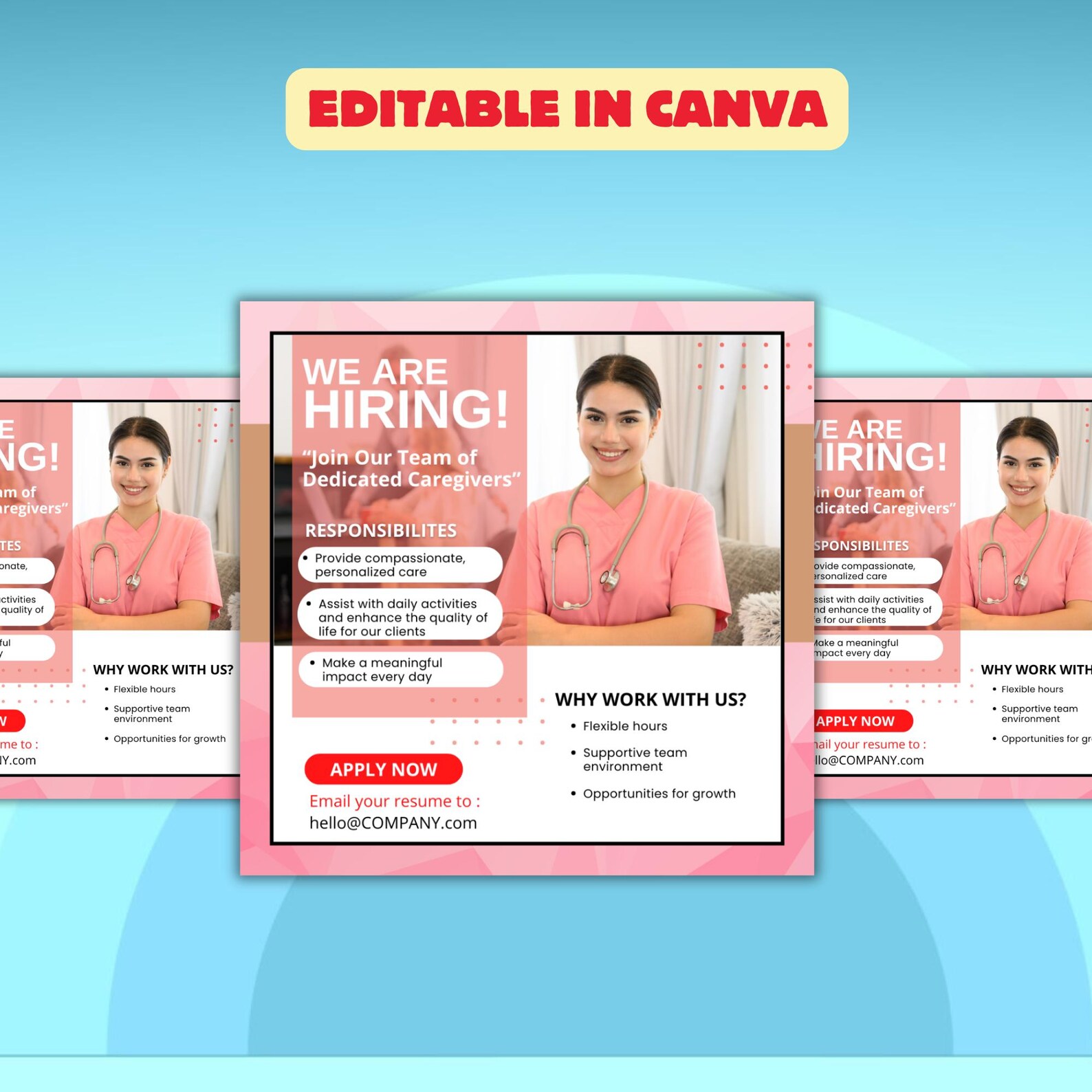Hiring Flyer Template. Digital Caregiver Hiring Flyer Design. Social ...