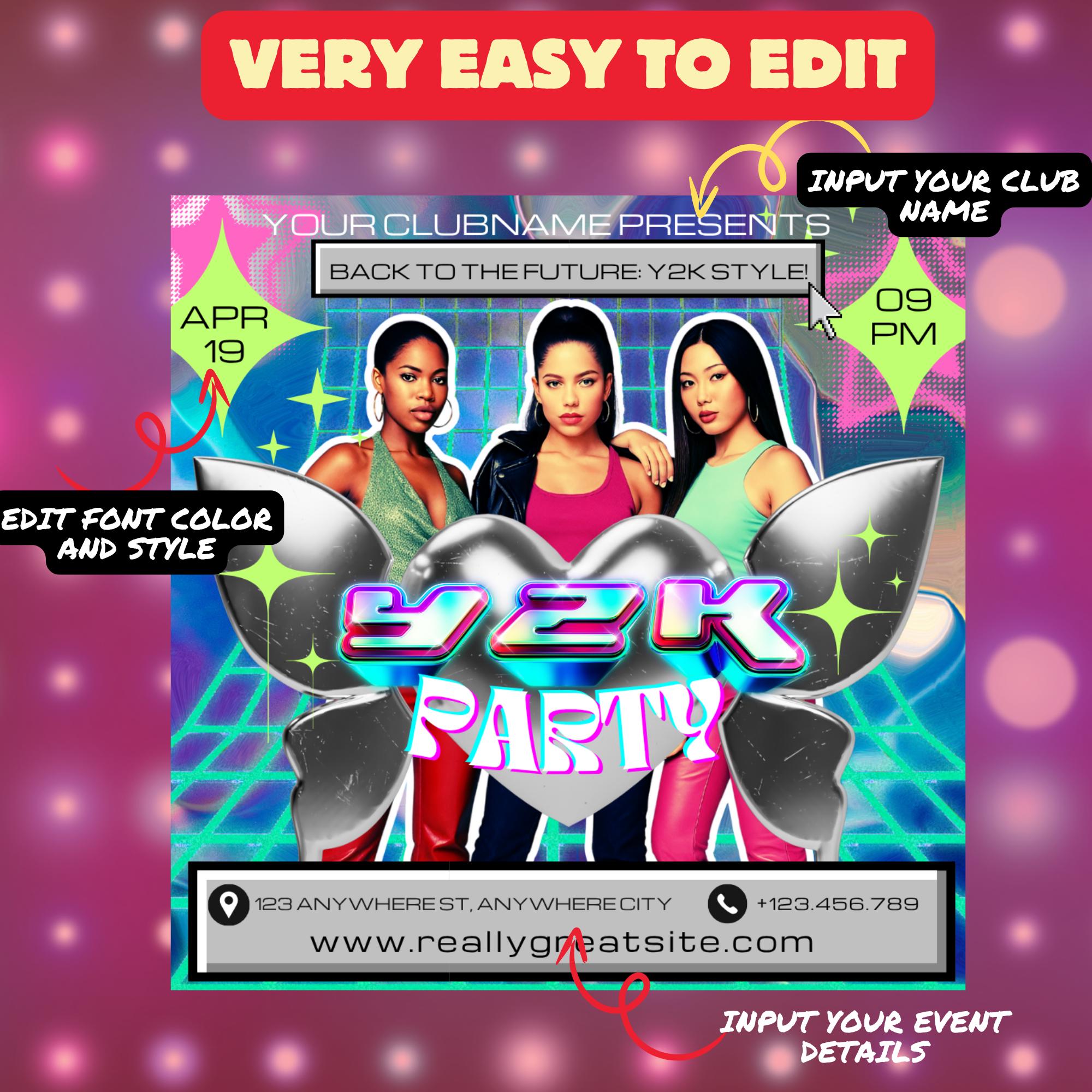 Y2K Party Flyer Template: Retro 2000s Club Night, Digital Download - Etsy