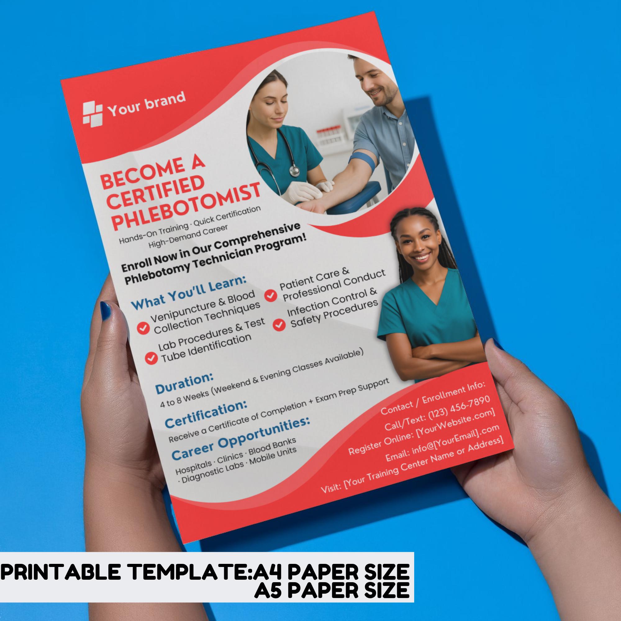 Phlebotomy Training Flyer Template: Editable Medical Course Promo ...