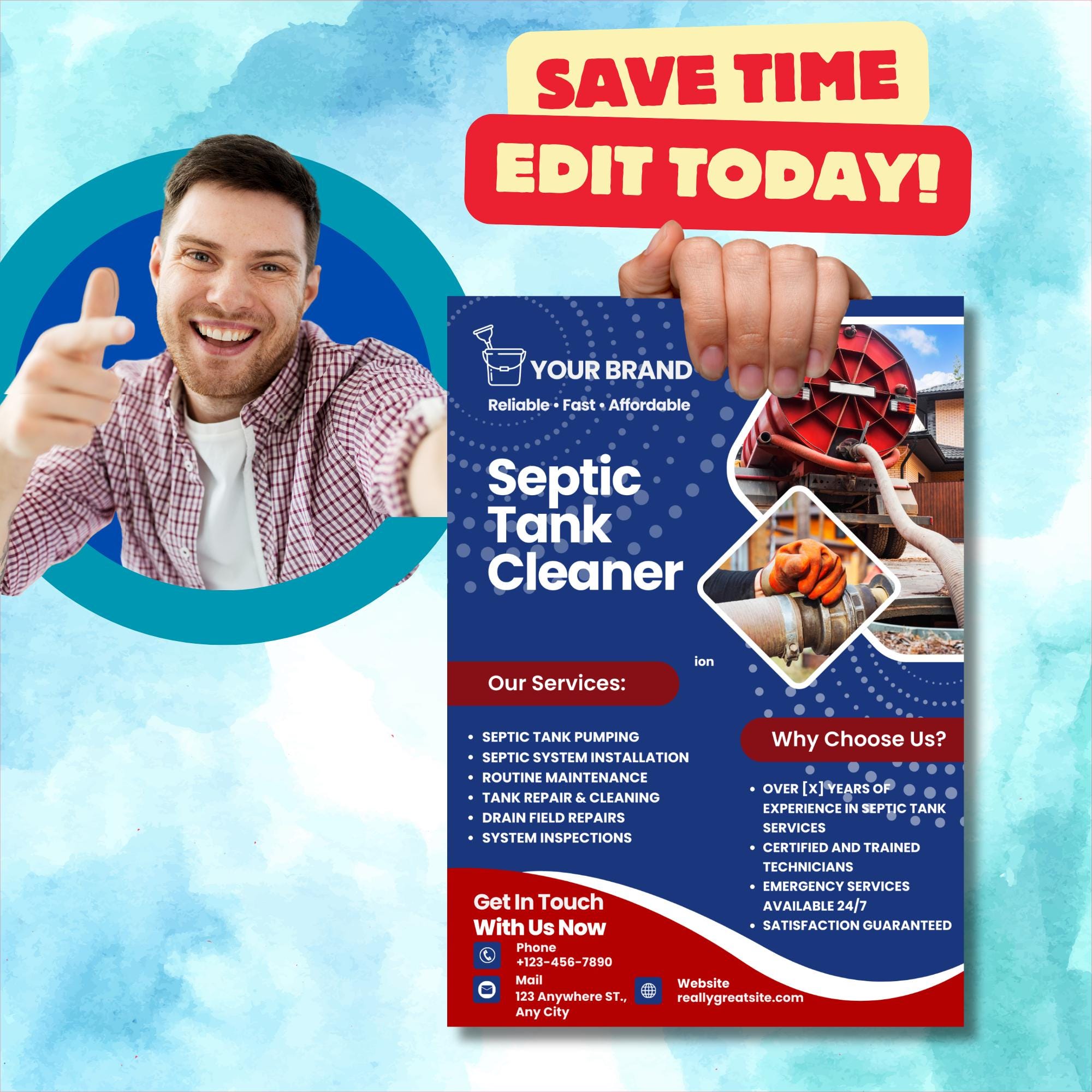 Septic Tank Cleaner Flyer Template: Canva Design (digital Download) - Etsy