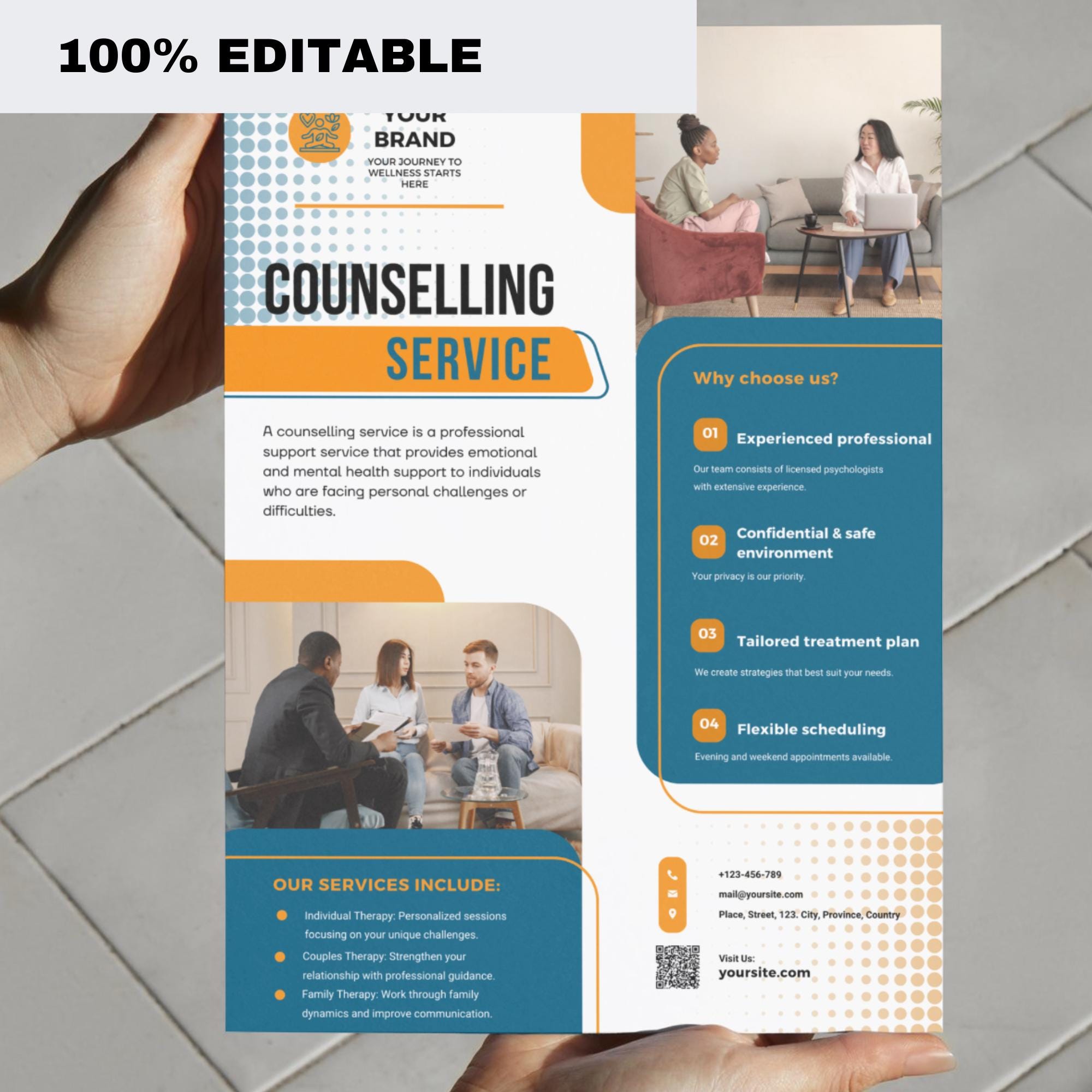 Counseling Psychology Therapy Flyer Template - Customizable Premade ...