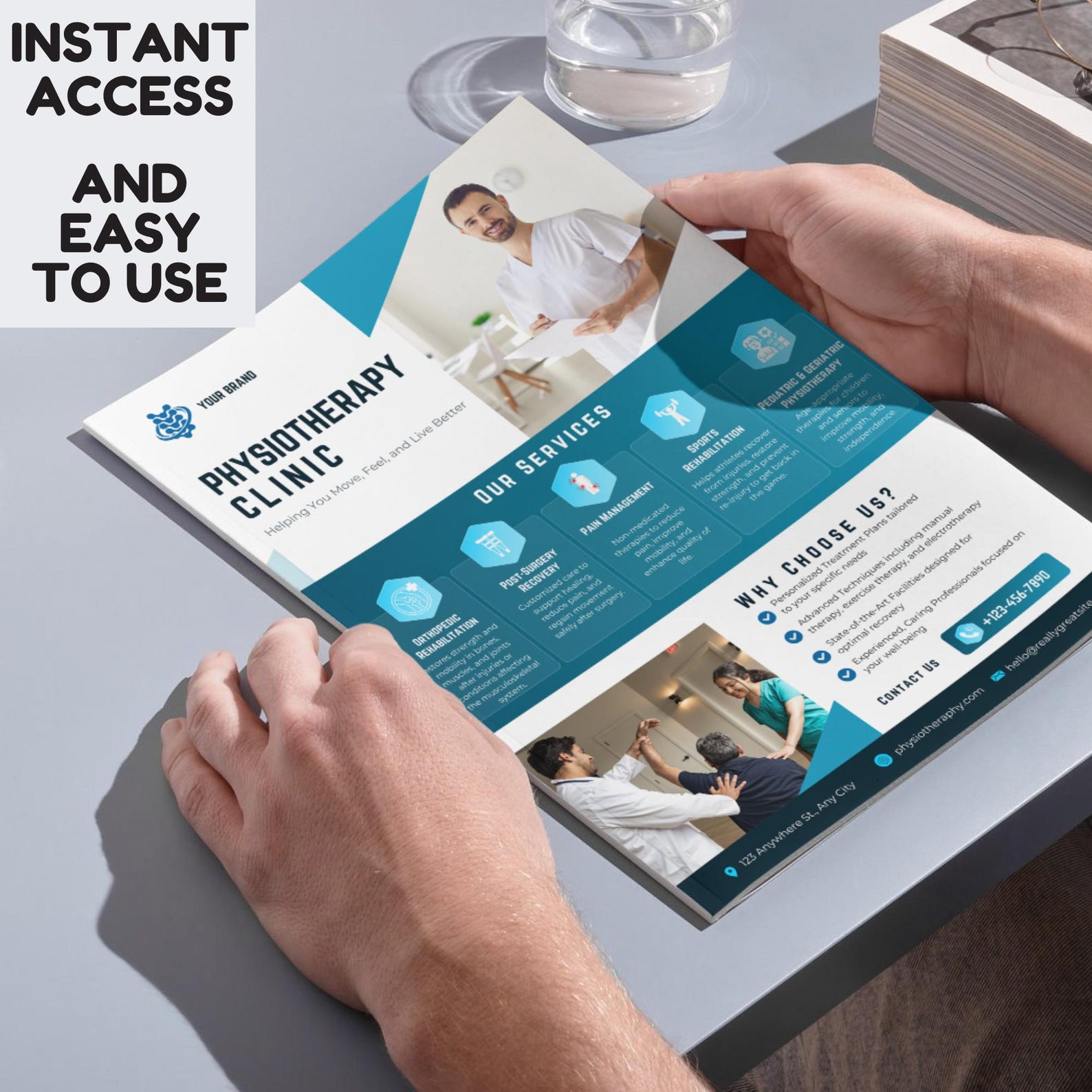 Physiotherapy Clinic Flyer Template: Customizable Canva Design - Etsy