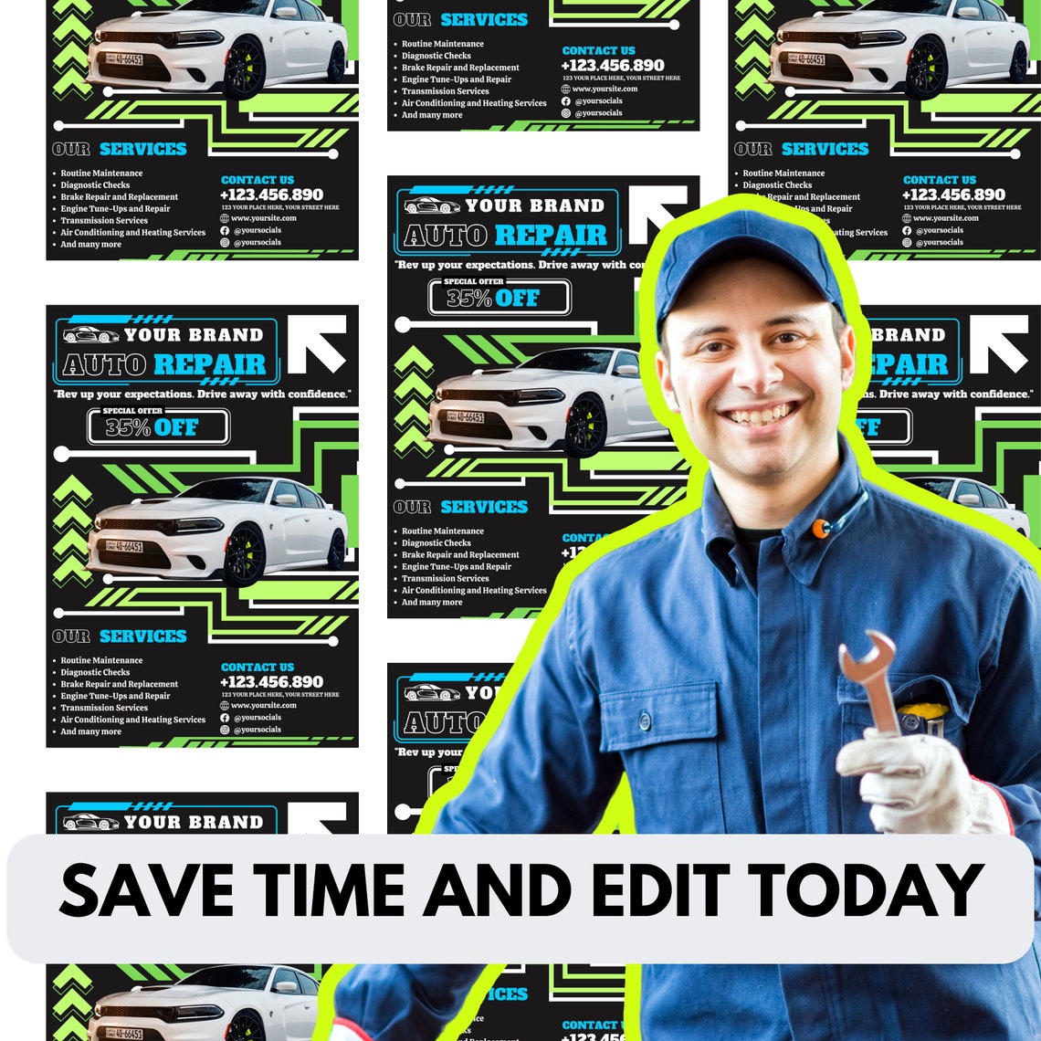 Auto Repair Shop Flyer Template: Editable Canva Layout (digital ...