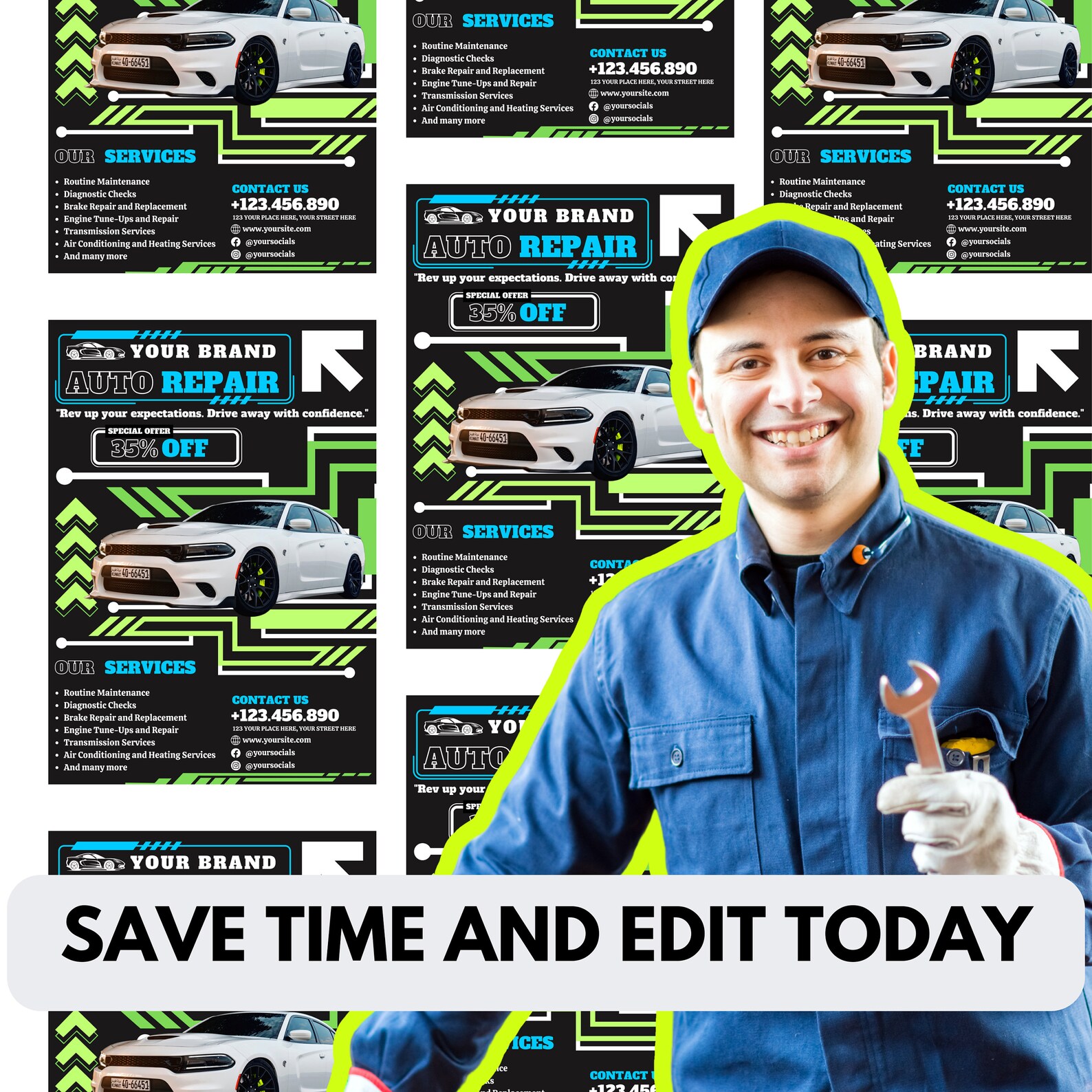 Auto Repair Shop Flyer Template: Editable Canva Layout (digital ...