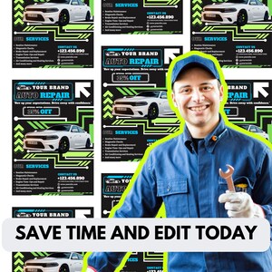 Auto Repair Shop Flyer Template: Editable Canva Layout (digital ...