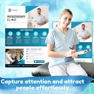 Physiotherapy Clinic Flyer Template: Customizable Canva Design - Etsy