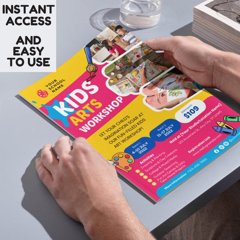 Editable Kids Art Workshop Flyer Template | Premade Canva Art Class ...