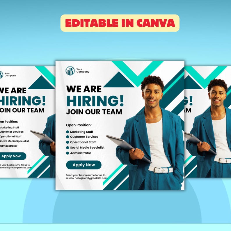 Editable Hiring Flyer Template: Modern Canva Design (digital) - Etsy