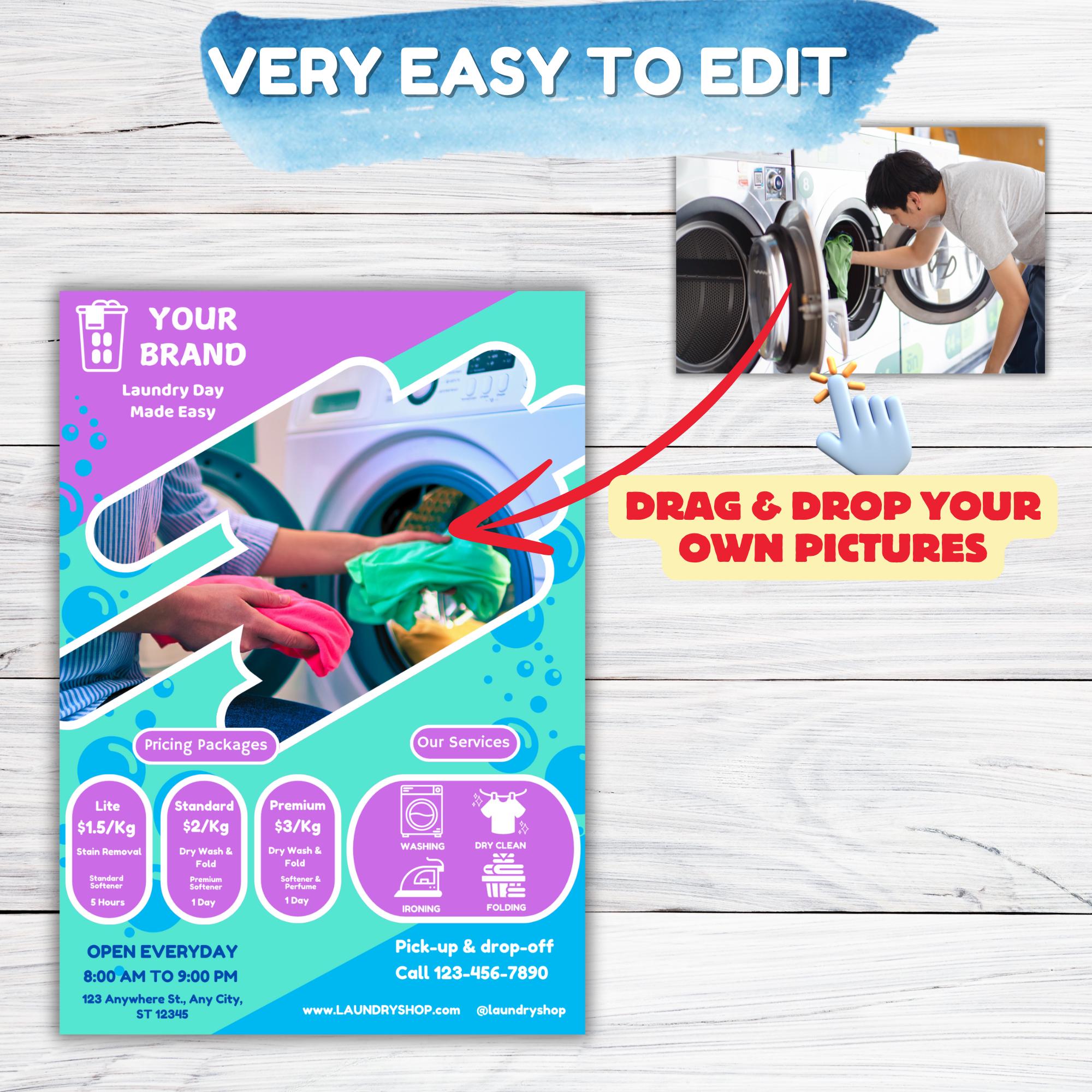 Laundry Shop Editable Flyer Template - Customizable Laundry Business ...