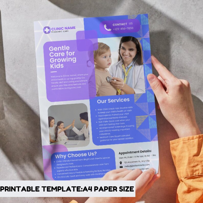 Pediatric Clinic Flyer Template: Editable Canva Design (digital ...