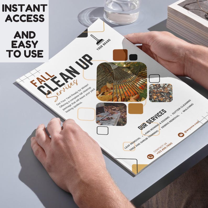 Fall Clean up Services Flyer Template: Editable Canva Design (digital ...