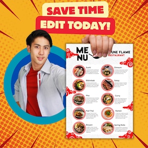 Customizable Asian Restaurant Menu Template Editable and Print-ready ...