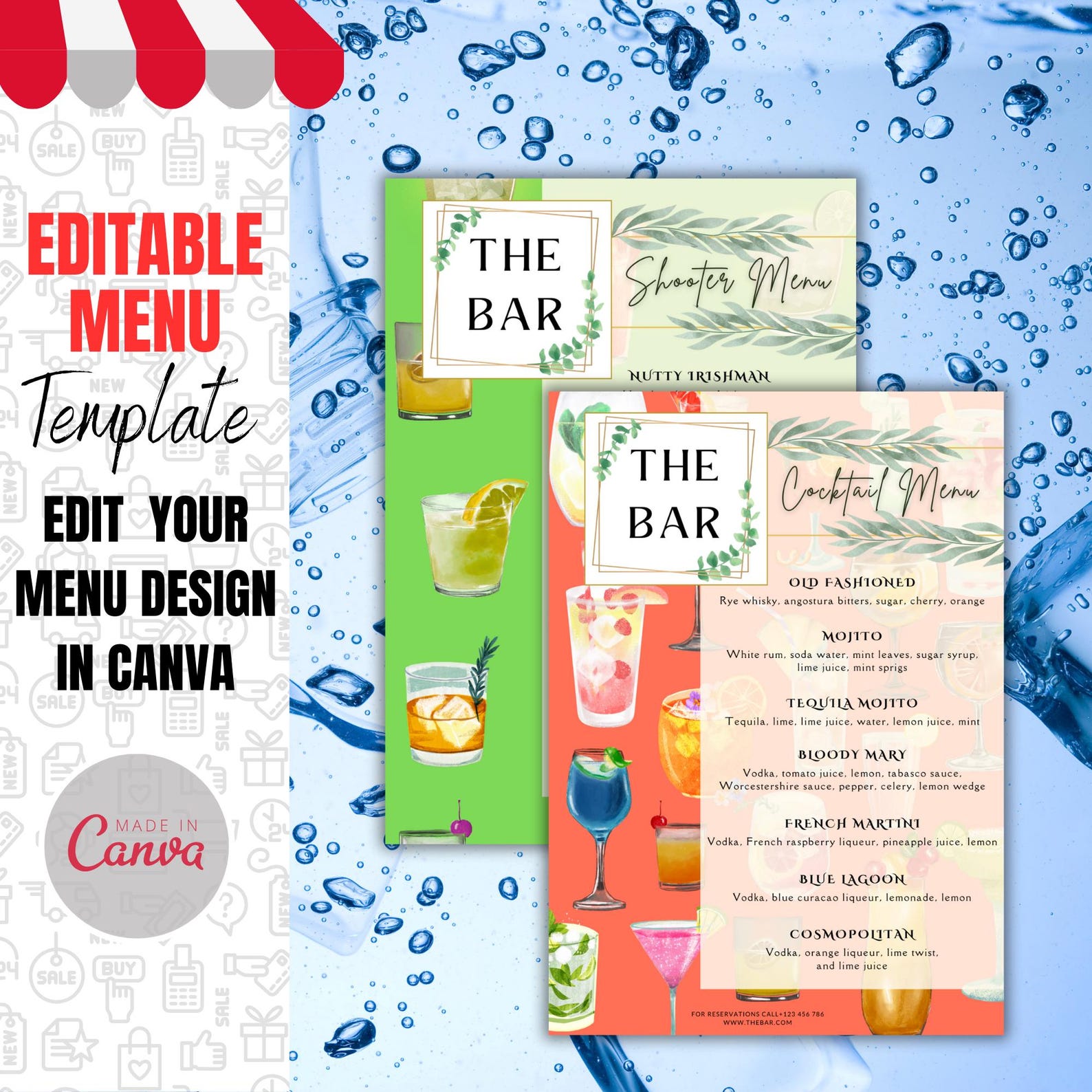 Editable Cocktail Menu Template Instant Download DIY Drinks Menu ...