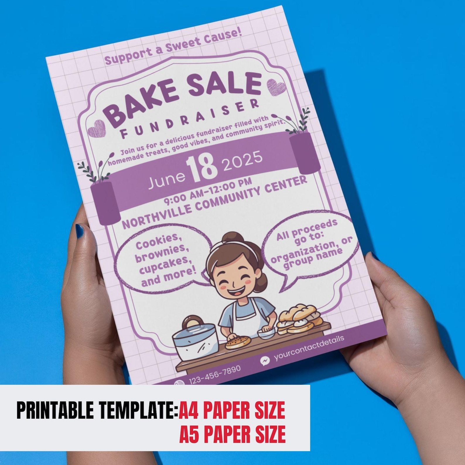 Bake Sale Fundraiser Flyer Template | Editable, Printable and Social ...