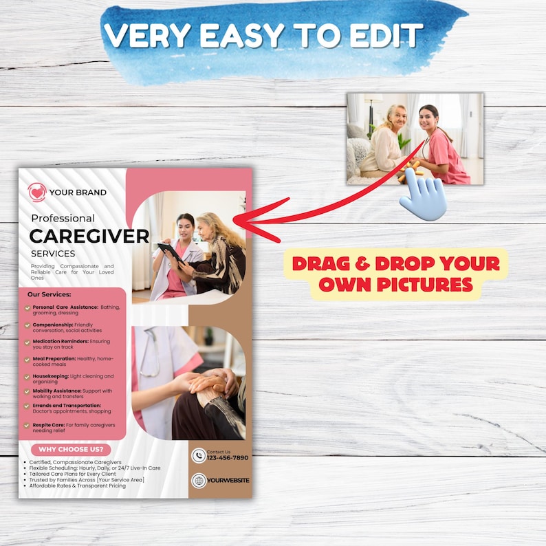 Caregiver Services Flyer Template: Editable Canva Design (digital ...