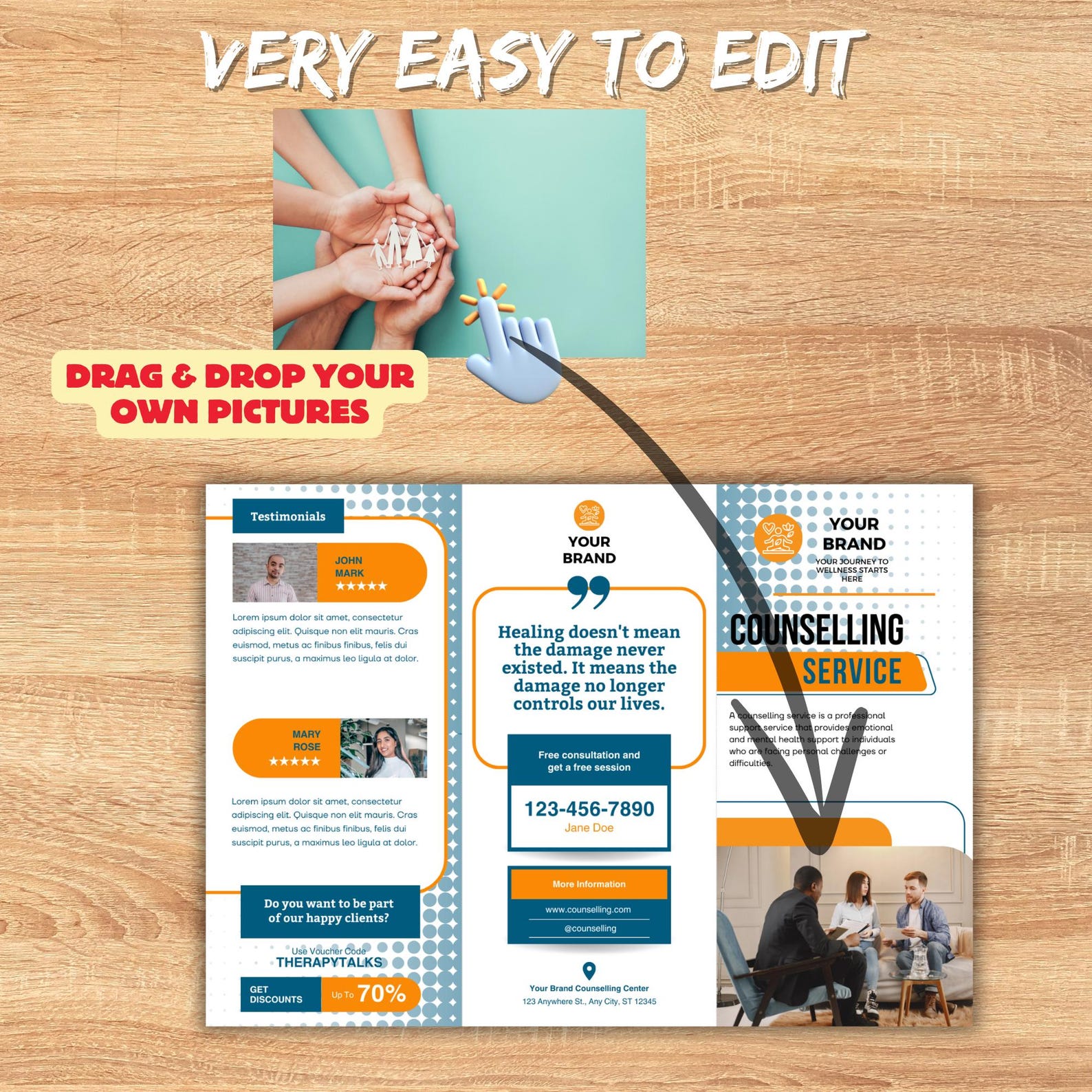 Editable Trifold Counseling Brochure Template - Instant Download ...