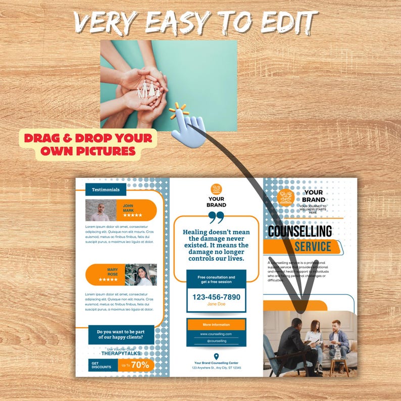 Editable Trifold Counseling Brochure Template - Instant Download ...
