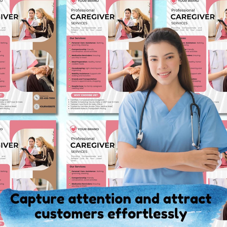 Caregiver Services Flyer Template: Editable Canva Design (digital ...