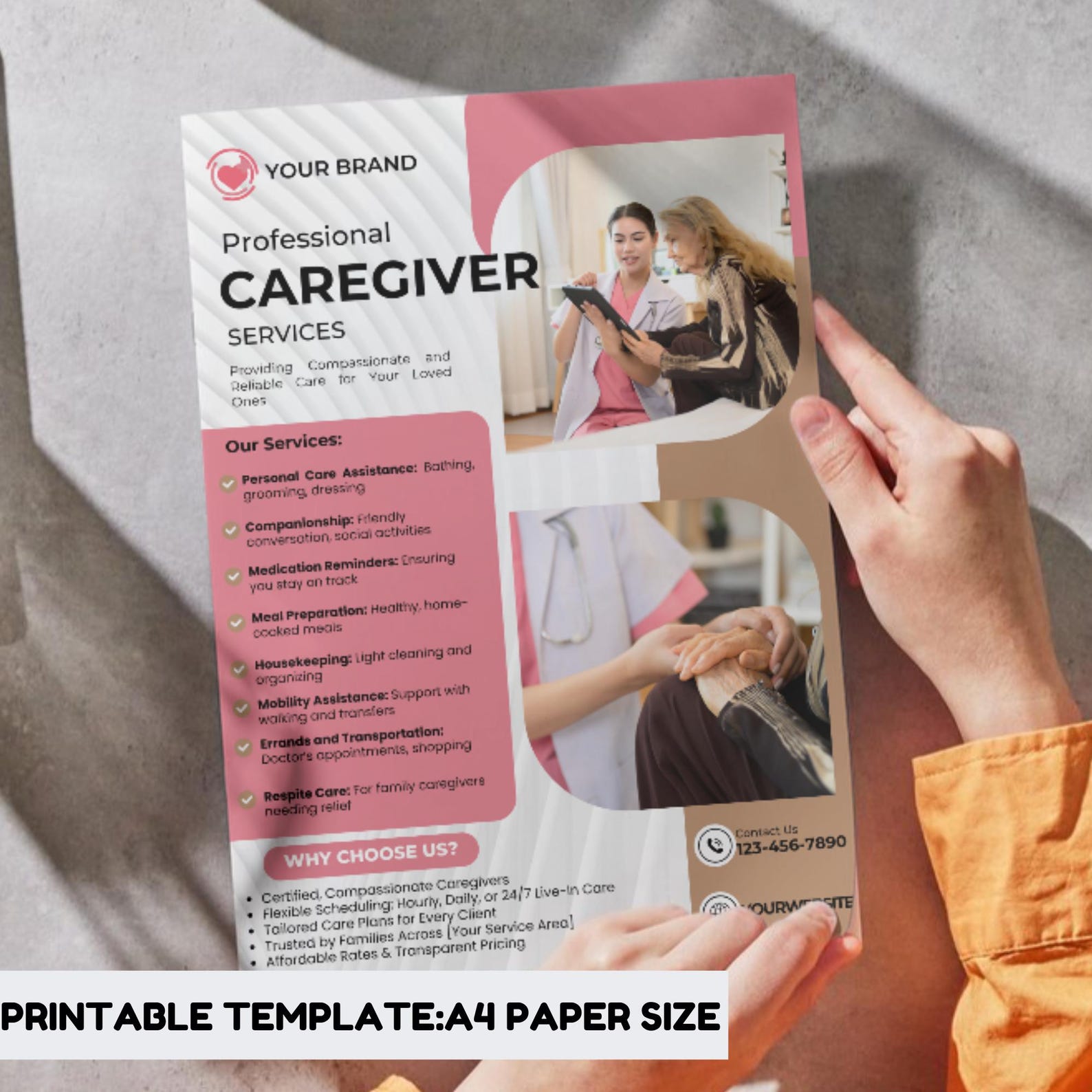 Caregiver Services Flyer Template: Editable Canva Design (digital ...