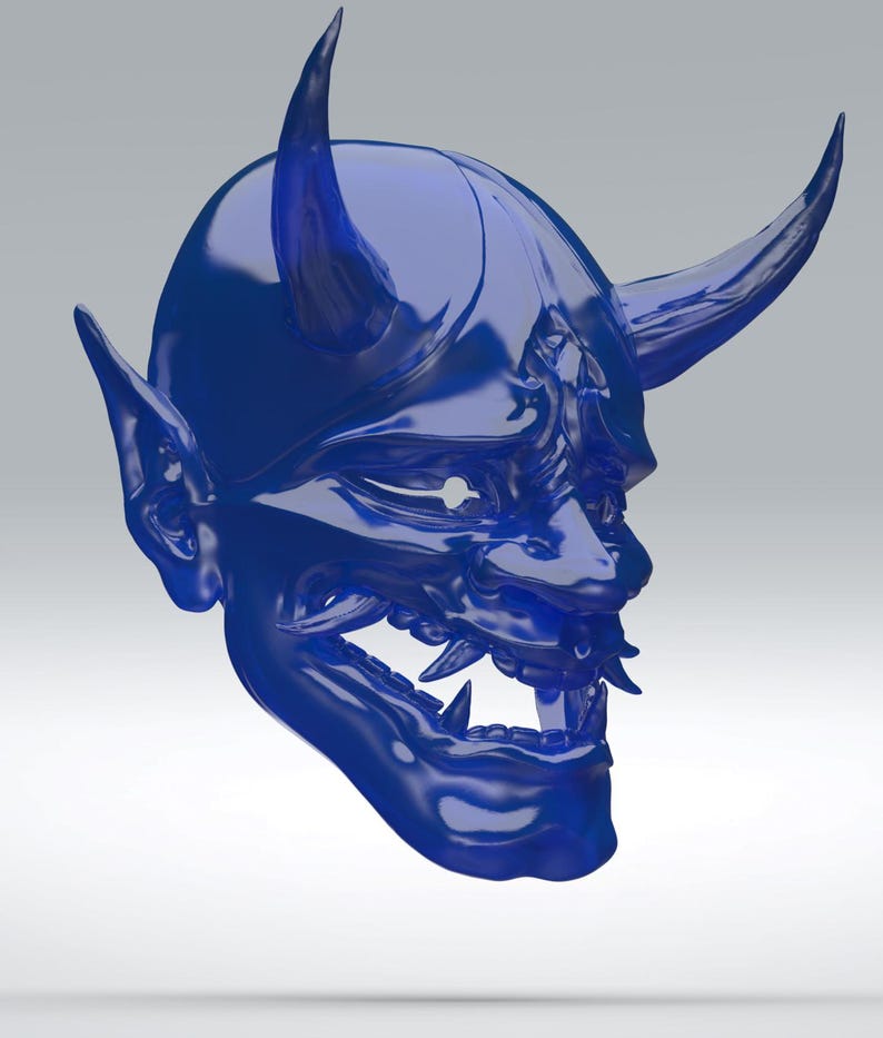 Oni Mask Blue Transparent - Etsy