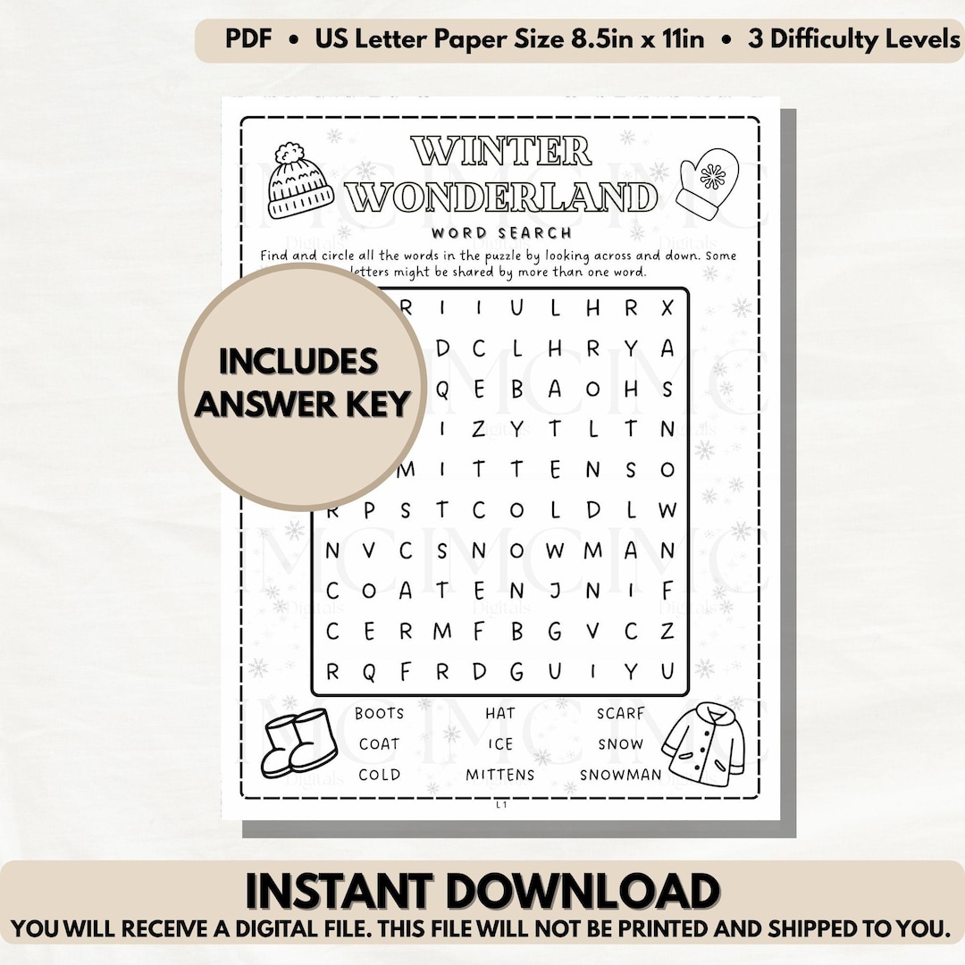Winter Wonderland Word Puzzle | Coloring | for Children | Printable ...