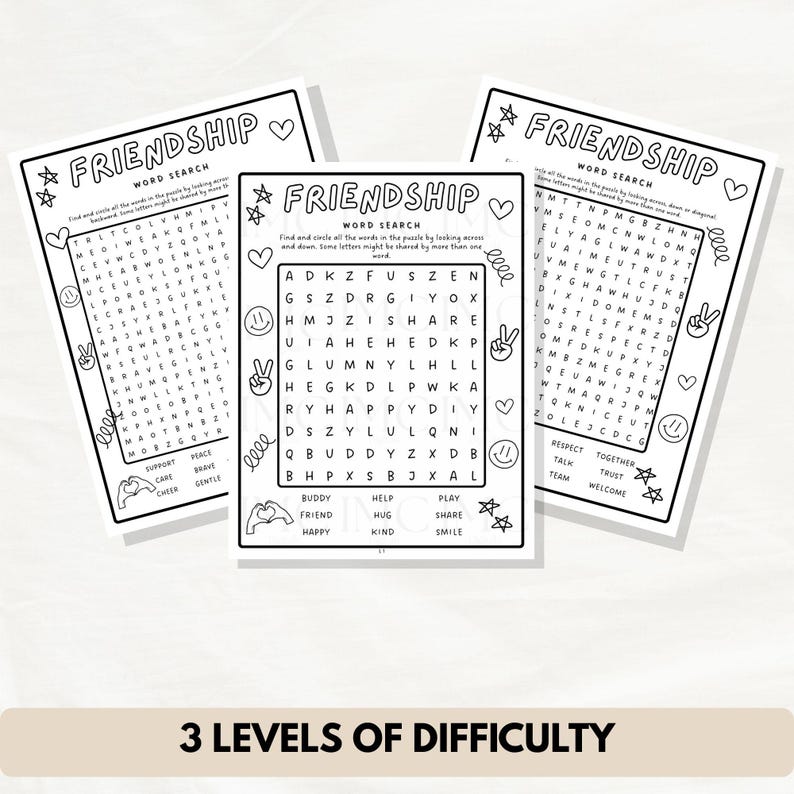 Friendship Word Search Puzzle | Kids' Coloring Page (PDF Download) - Etsy
