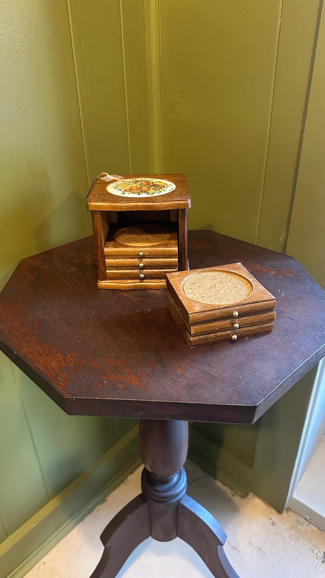 Mid Century Modern Wood Cork Coasters With Case Mid Mod Retro MCM - Etsy