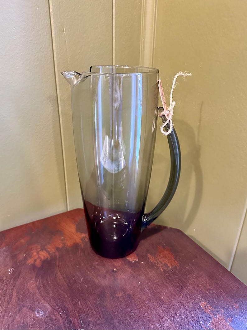 Mid Century Modern Smoked Glass Pitcher Mid Mod Barware MCM Vintage ...