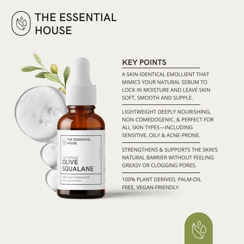100% Olive Squalane Oil | Pure Plant-derived Facial Oil | Plump, Glow ...