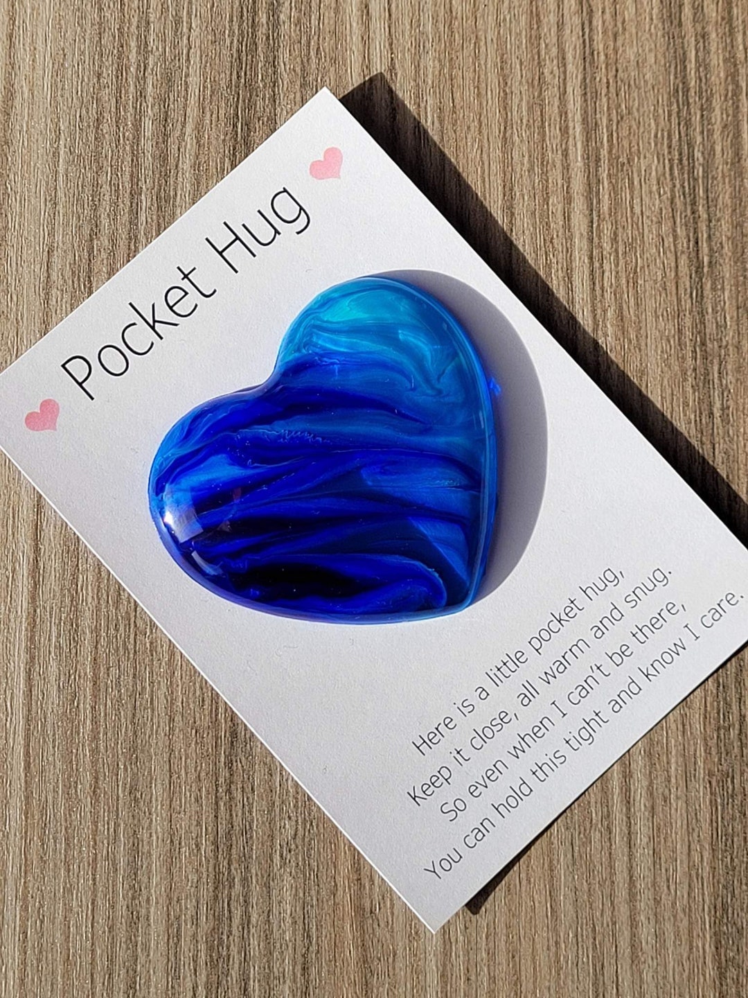 Blue Hug Heart keepsake Friendship Gift Reminder of a Loved One-pocket ...