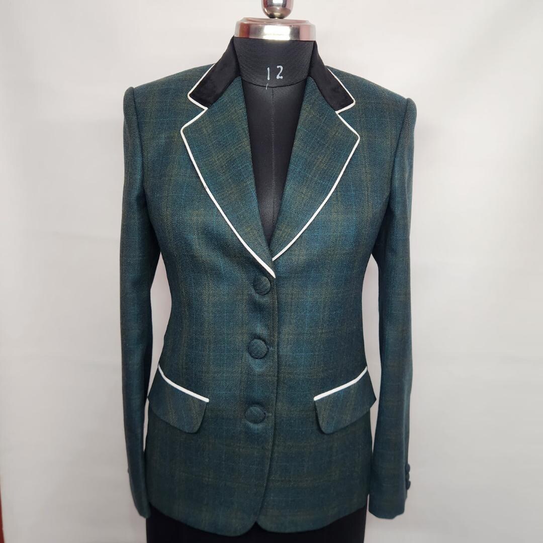 Dark Green Checkered Hunt Coat: Women's Equestrian Riding Jacket - Etsy