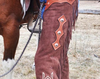 Handmade Leather Shotgun Chaps, Horse Riding Gear, Cowboy Show Chaps ...