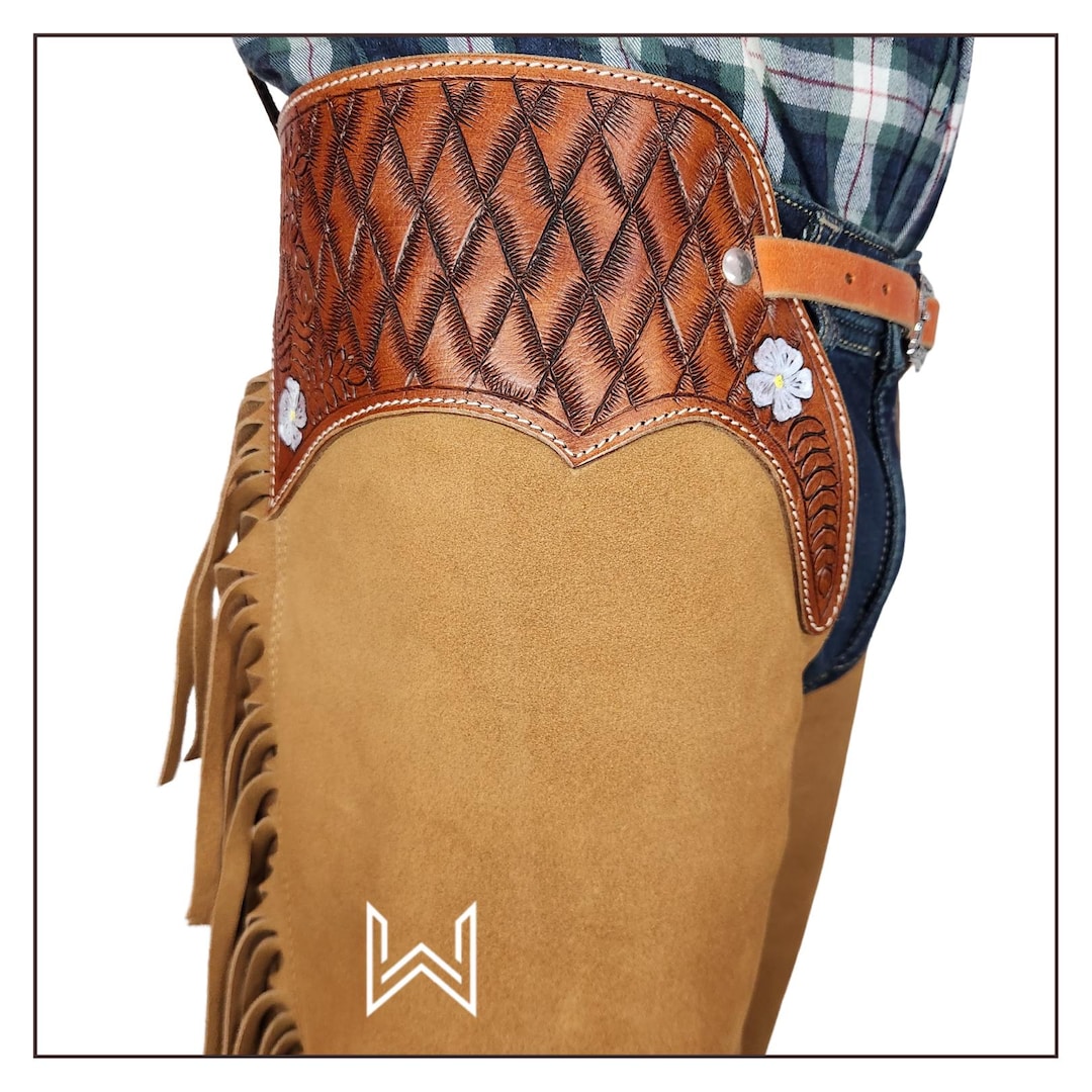 Western Shotgun Leather Chap, Suede Horse Riding Gear, Rodeo Outfit ...