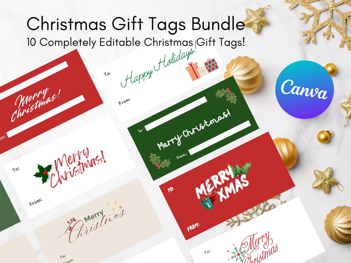 Christmas Tag Canva Template ~ Easy Editable Canva Template for ...