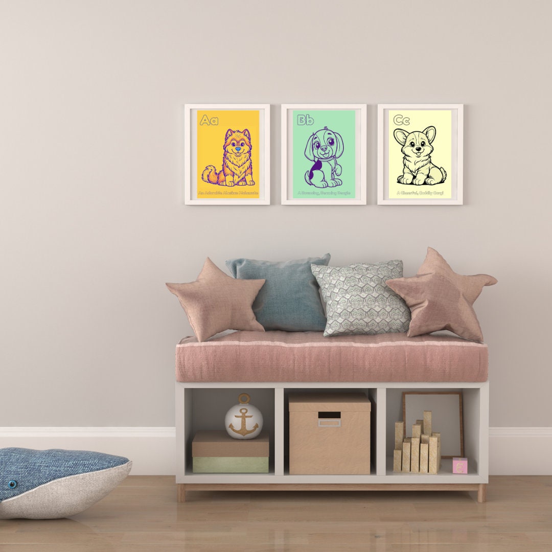 Kids' Colouring Book for Alphabet Learning: Abcs With Dogs - Etsy