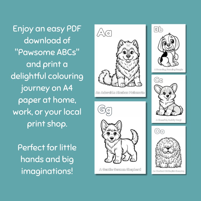Kids' Colouring Book for Alphabet Learning: Abcs With Dogs - Etsy
