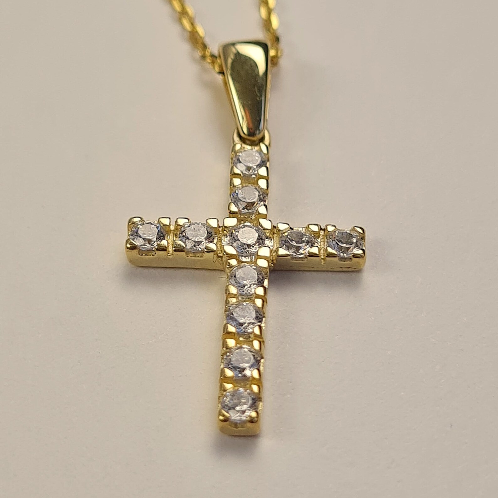 Gold Cross Necklace in Gold, Cute Religious Pendant, Minimalist ...