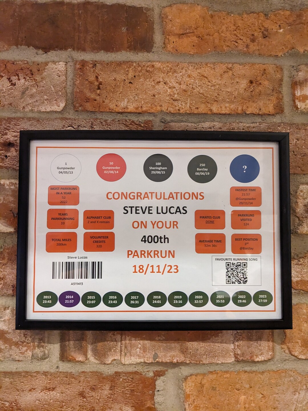 Parkrun Poster/milestone Poster /parkrun Gift / Parkrun Stats /parkrun ...