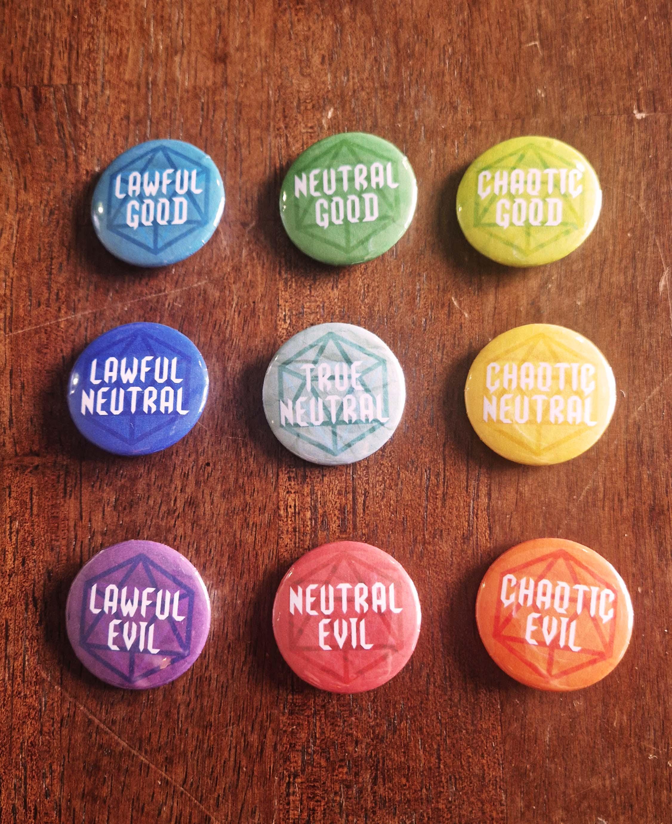 RPG Alignment Badges, TTRPG, DND, Gamer Gift, Badges, Nerdy Gift - Etsy
